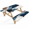 Abstract Geometric Picnic Table Cover with Bench Covers Dynamic Blue ...