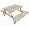 Abstract Geometric Picnic Table Cover with Bench Covers Modern Gold and ...