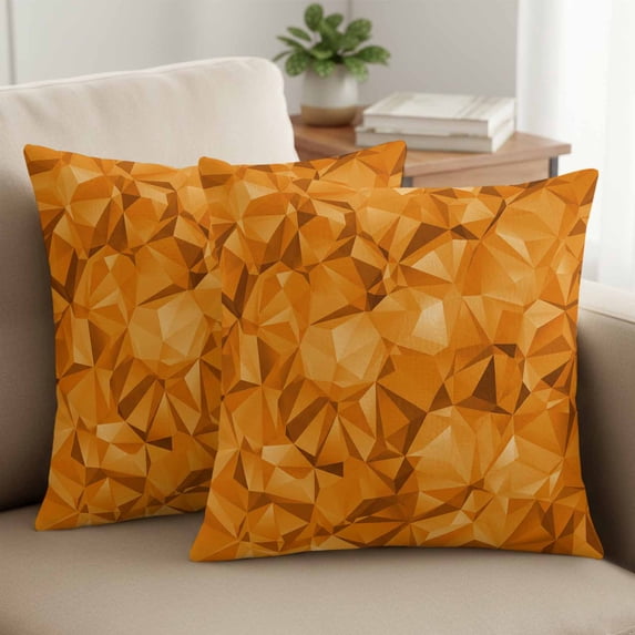 Abstract Geometric Pillow Covers Set of 2, Orange Modern Artificial ...