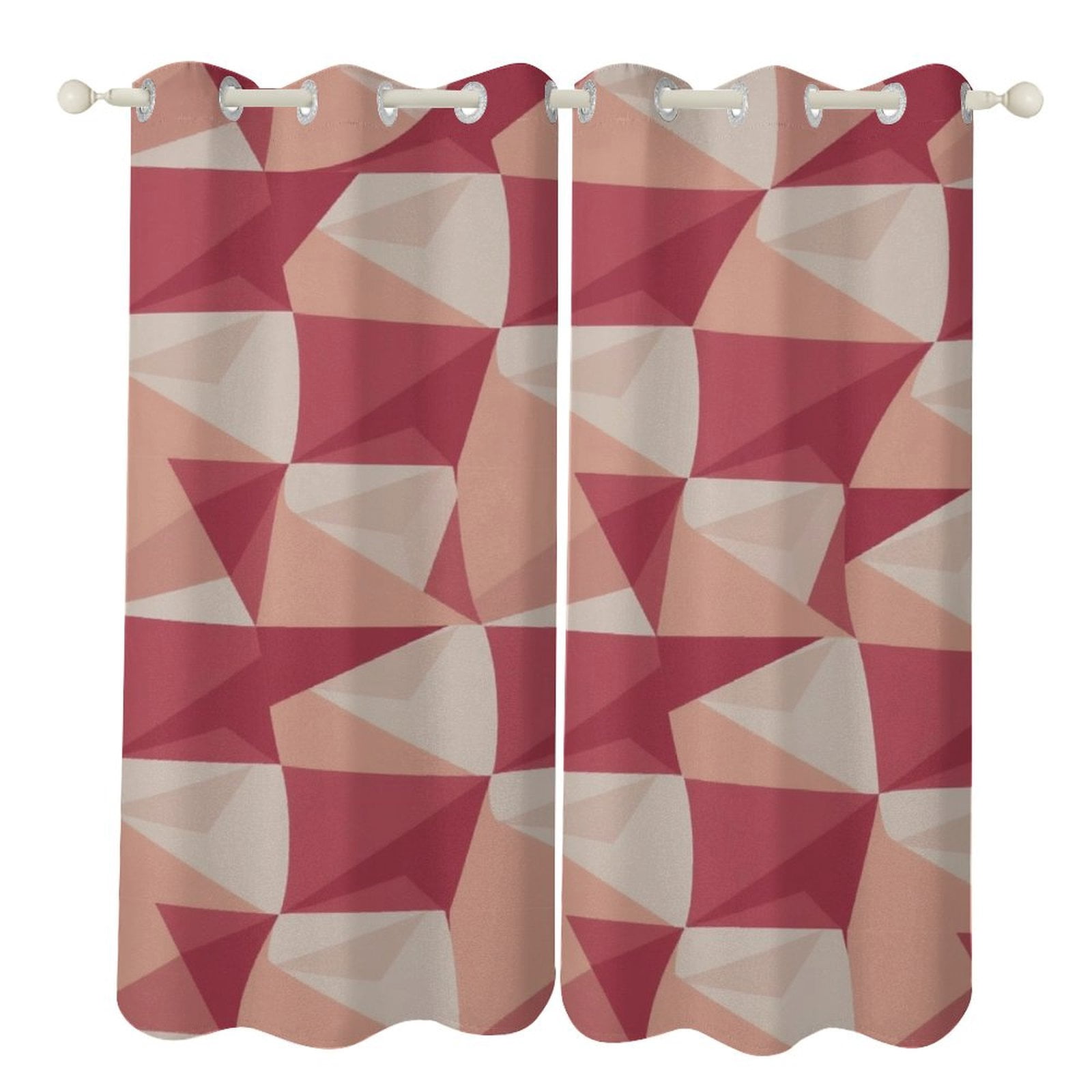 Abstract Geometric Pink Beige Pattern Curtains for Bedroom Living Room ...