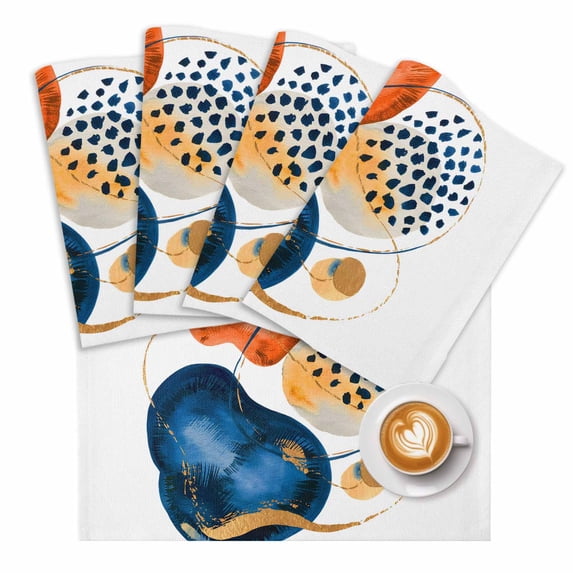 Abstract Geometric Placemats Set of 4 Blue Red Orange Modern Minimalist ...