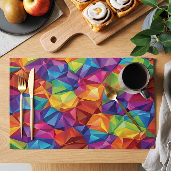 Abstract Geometric Placemats Set of 6, Vintage Color Modern Artificial ...