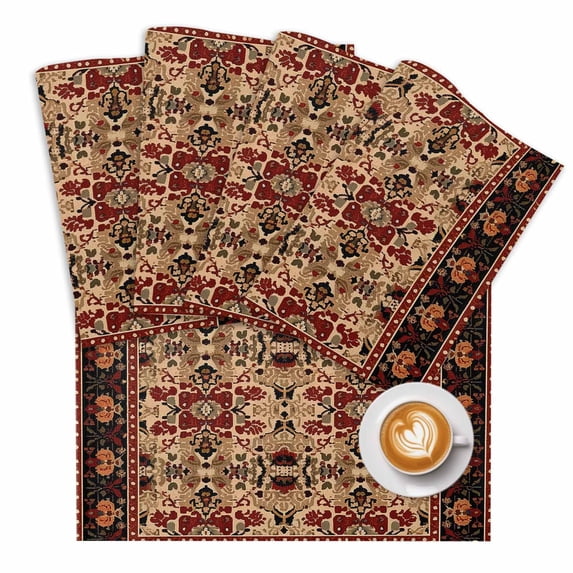 Abstract Geometric Placemats Set of 2 Dots and Wireframe Flowers Place ...