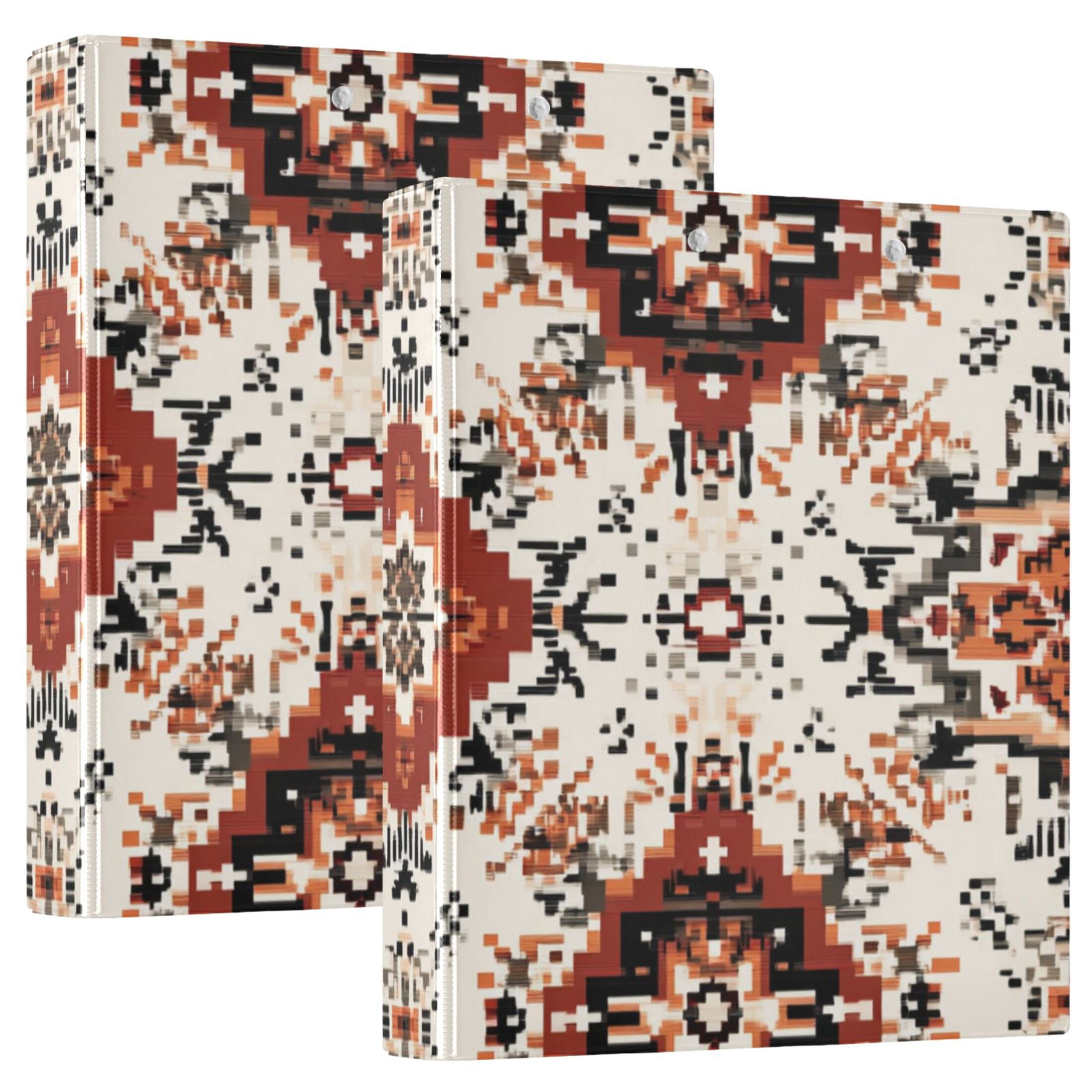 Abstract Geometric Print Round Ring Binder 3 Rings 1.5" Capacity File ...