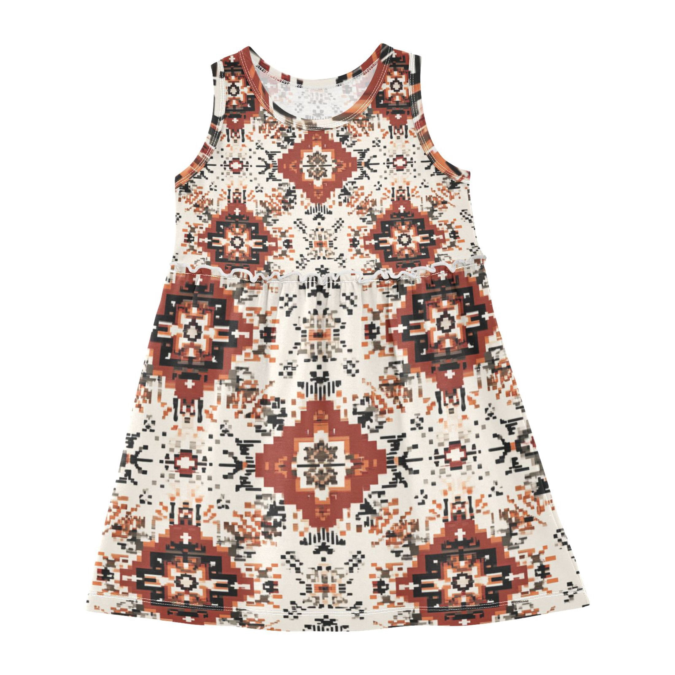Abstract Geometric Print Sleeveless Dress A-Line One-Piece Dress Quick ...