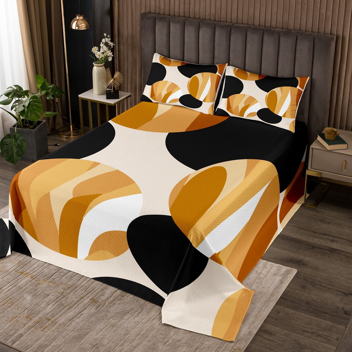 Abstract Geometric Quilt Set Modern Surreal Circle Bedspread Set, Queen ...