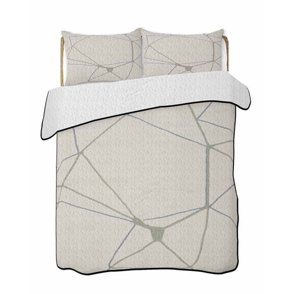 Abstract Geometric Quilts Bedding Set Full Size Grey Green Splatter ...