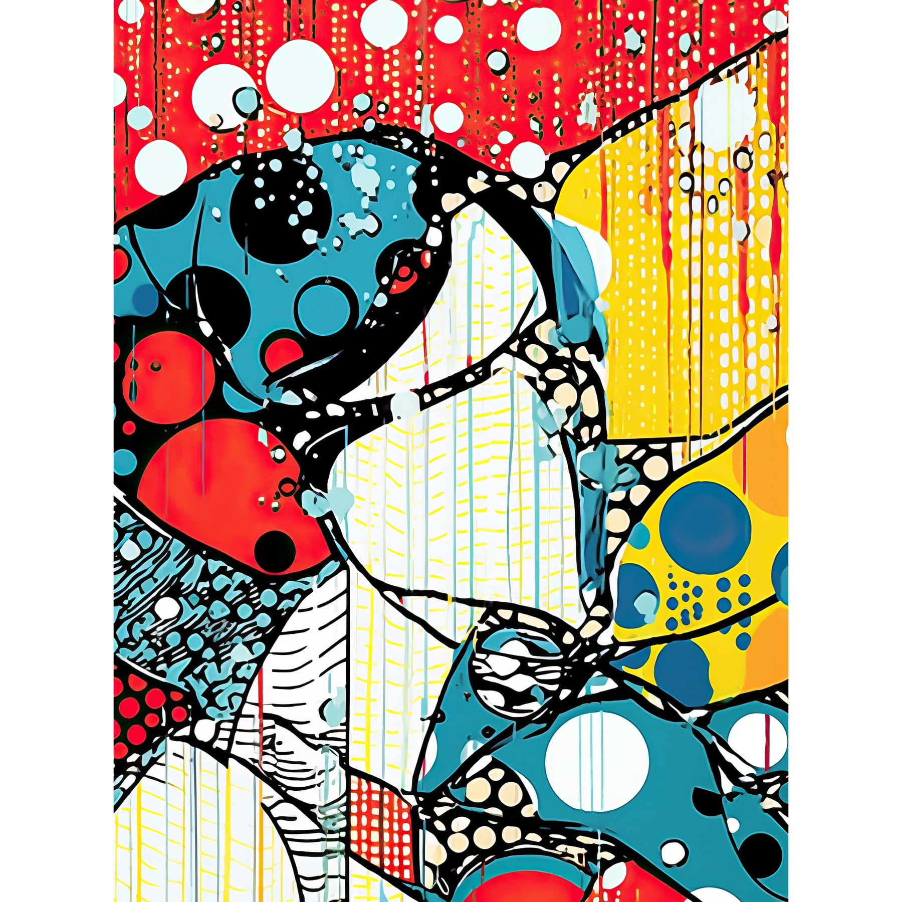 Abstract Geometric Rain Patterns and Bubbles Bright Colourful Acrylic ...