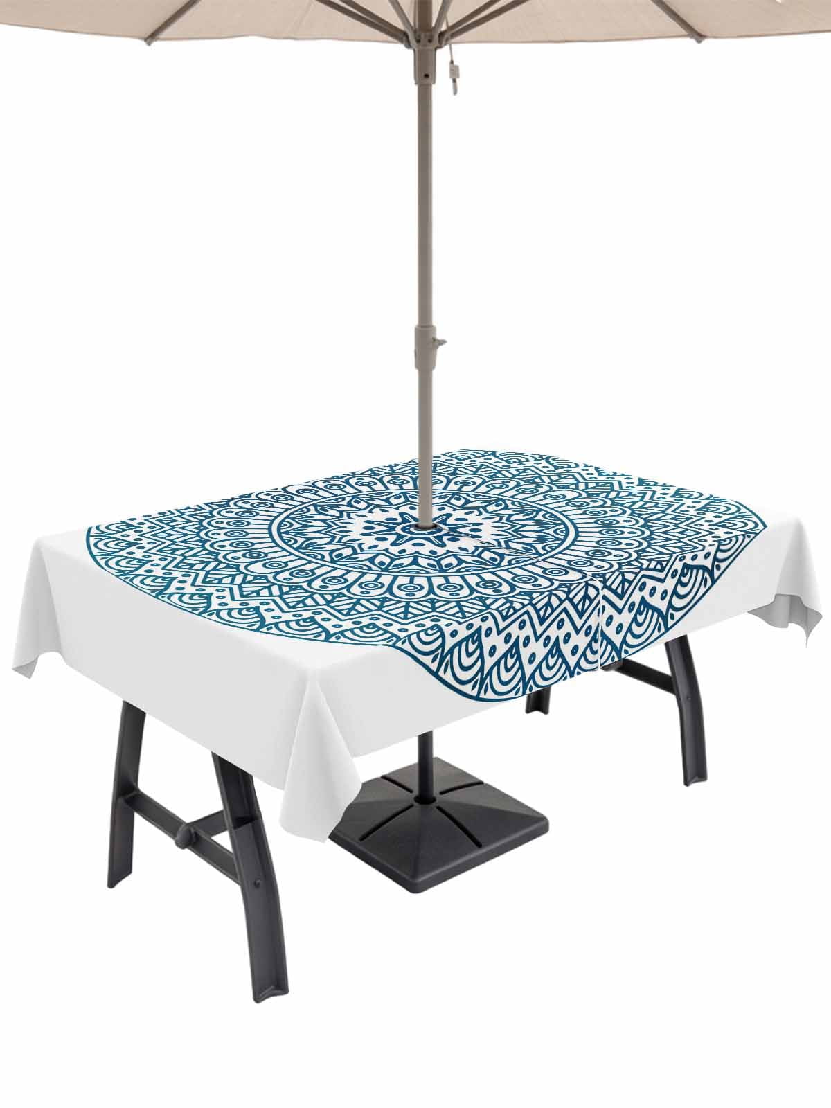 Abstract Geometric Rectangle Outdoor Tablecloth with Umbrella Hole ...
