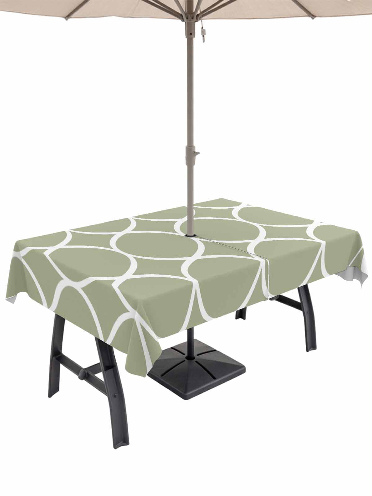 Abstract Geometric Rectangle Outdoor Tablecloth with Umbrella Hole ...
