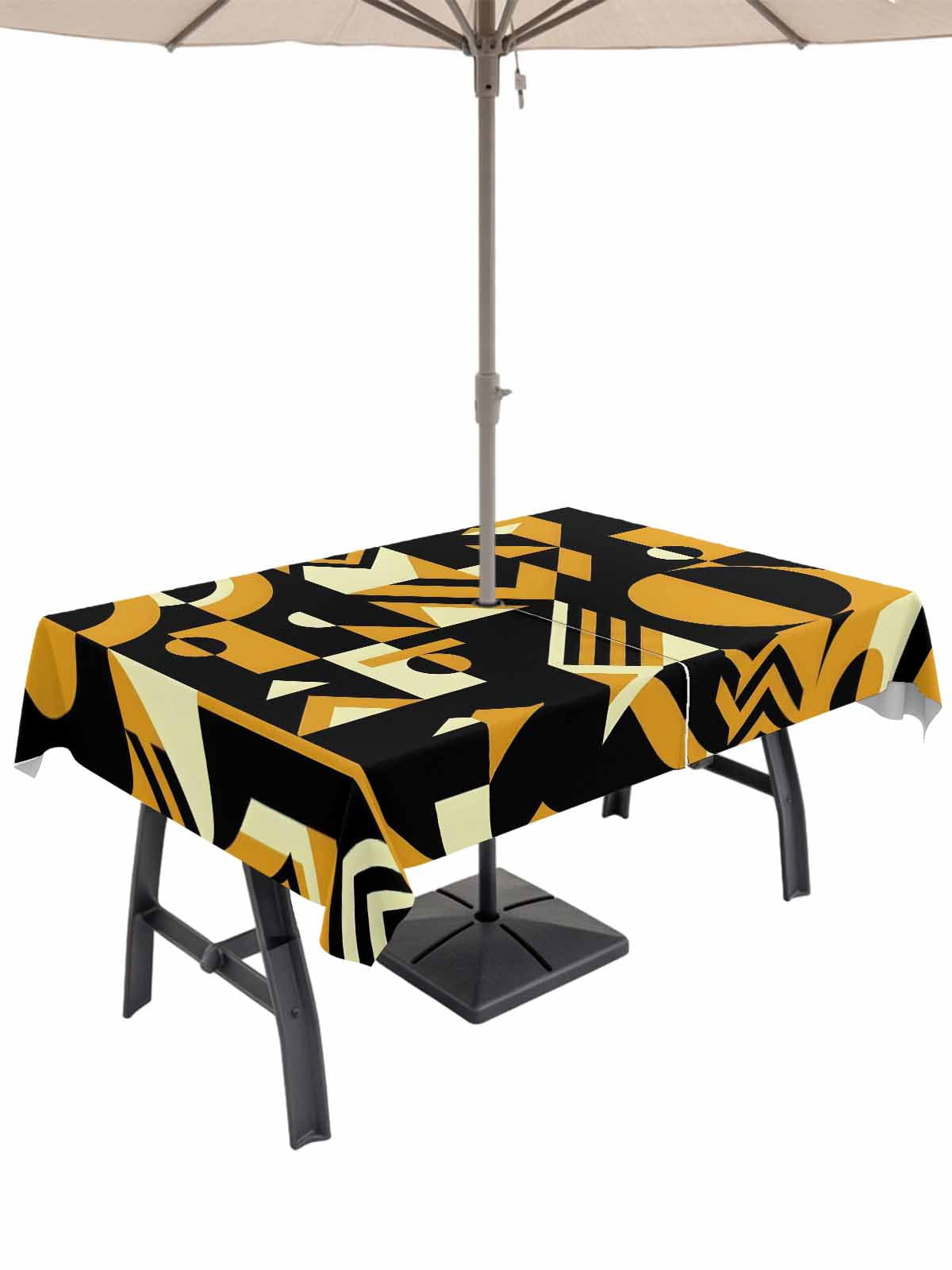 Abstract Geometric Rectangle Outdoor Tablecloth with Umbrella Hole ...