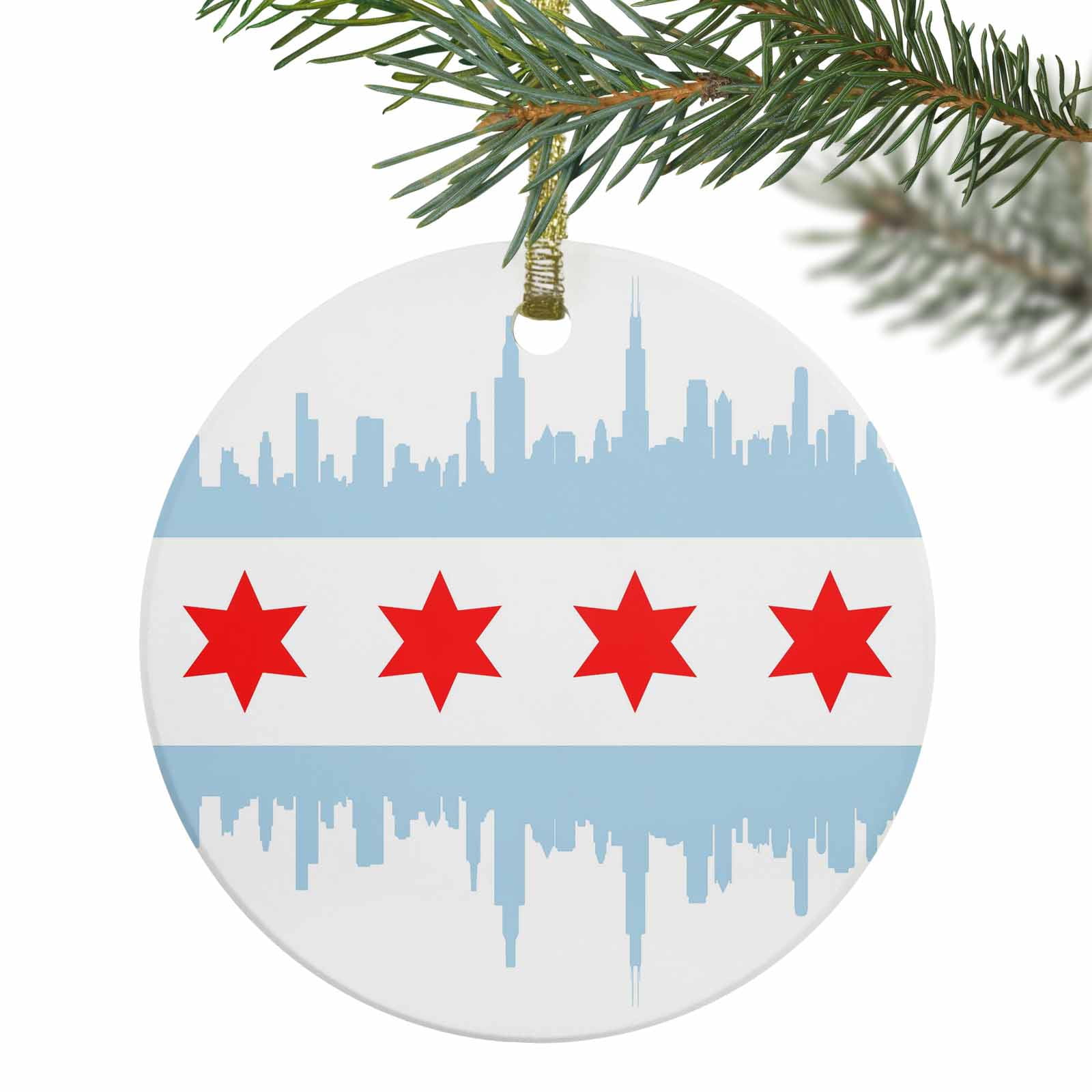 Abstract Geometric Red Star Christmas Ceramic Ornament 2025,3" Round ...