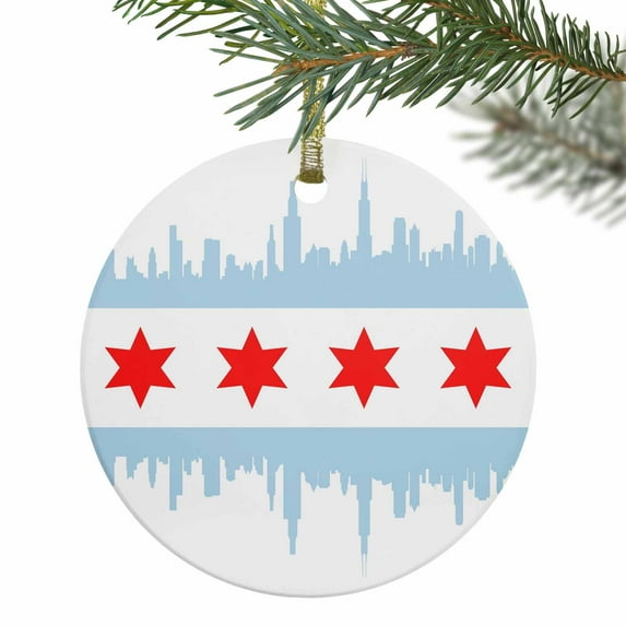 Abstract Geometric Red Star Christmas Ceramic Ornament 2025,3" Round ...