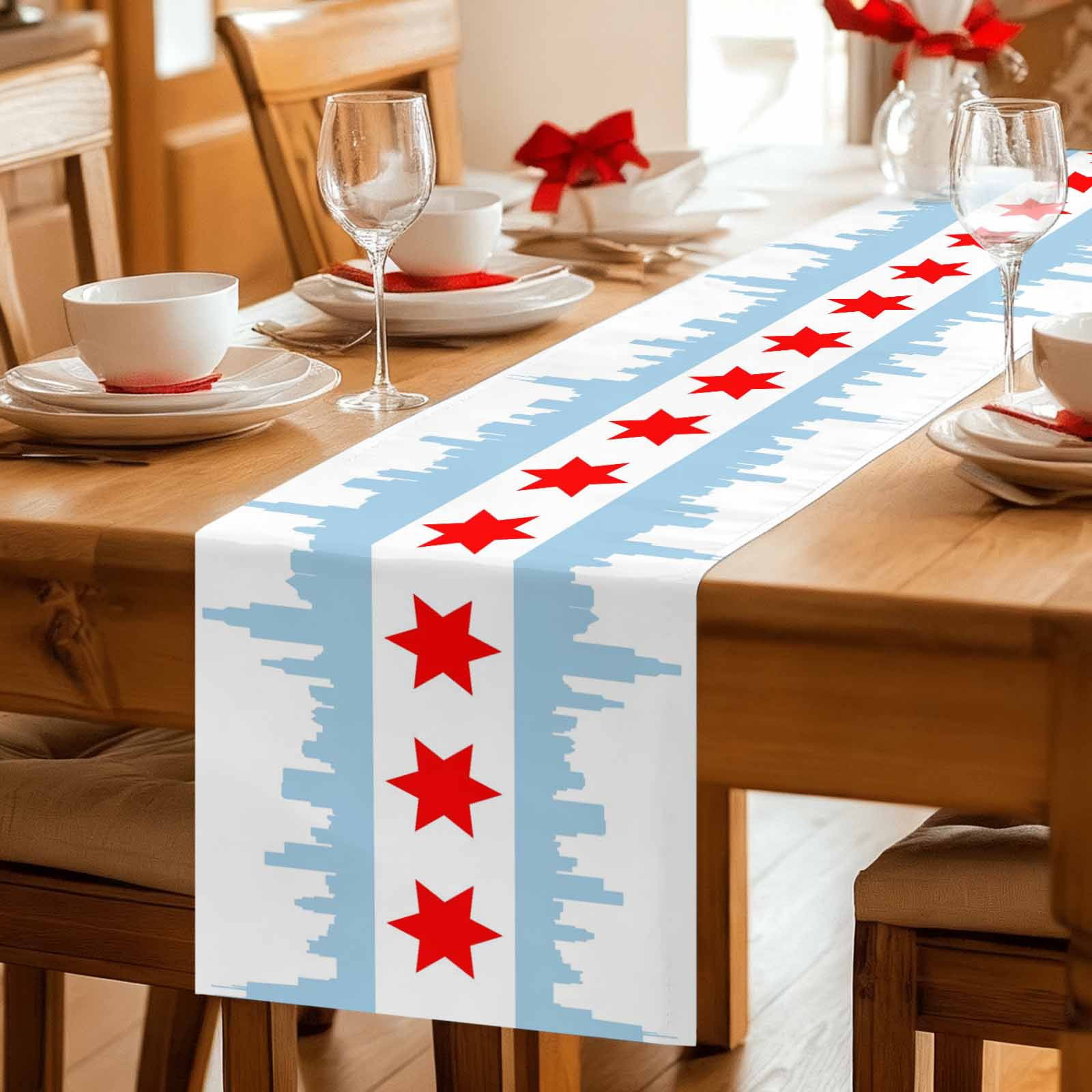 Abstract Geometric Red Star Table Runner 36 Inches Long,Kitchen Dining ...