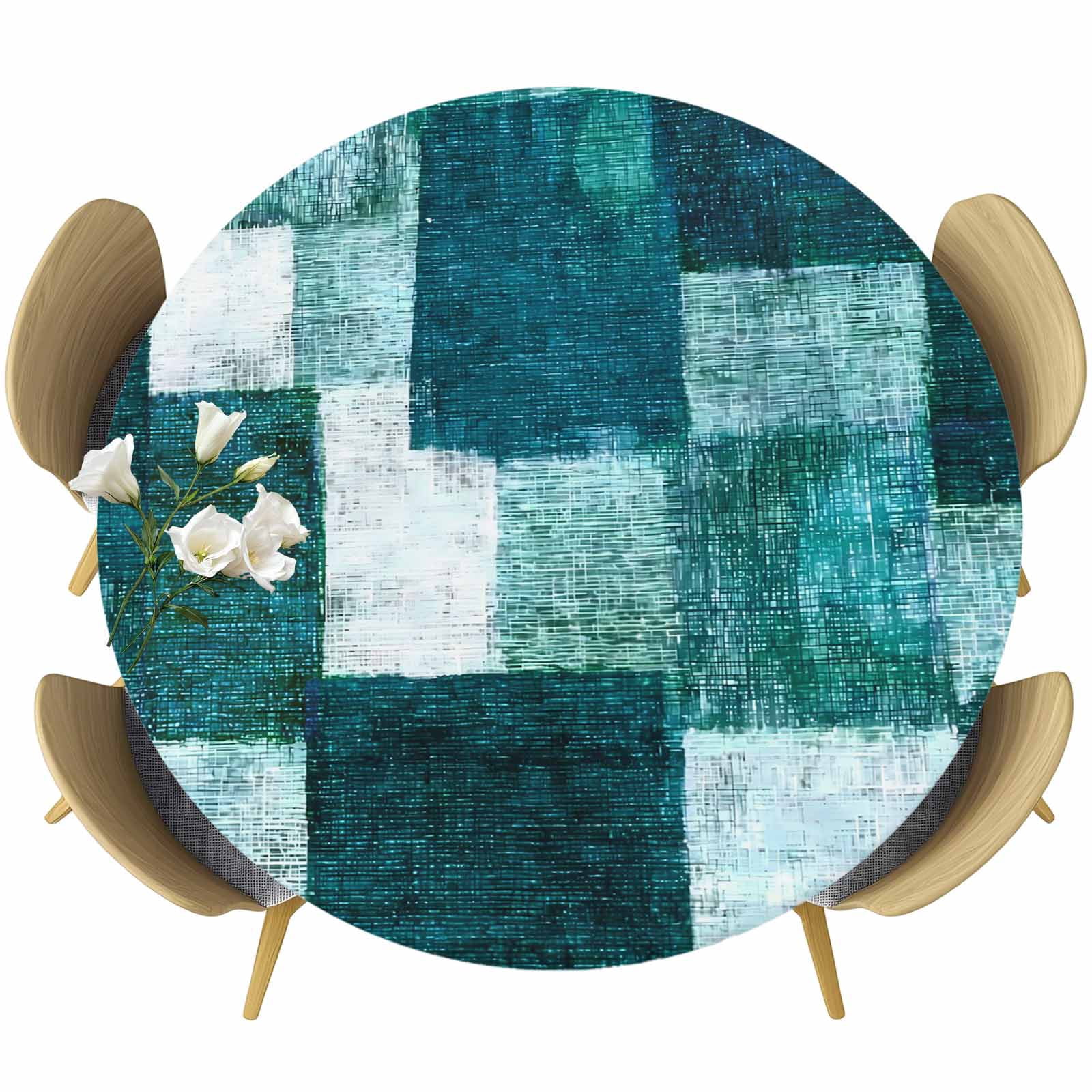 Abstract Geometric Round Tablecloth 36-44 Inch Round Fitted Table Cloth ...