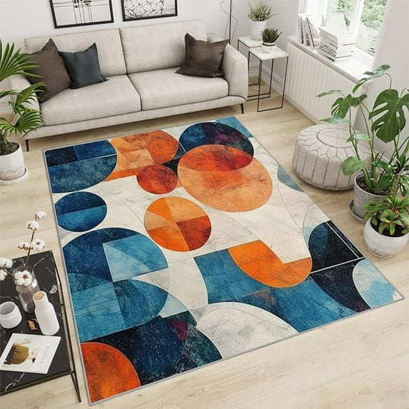 Abstract Geometric Rug Colorful Geometric Area Carpet Simple Nordic ...