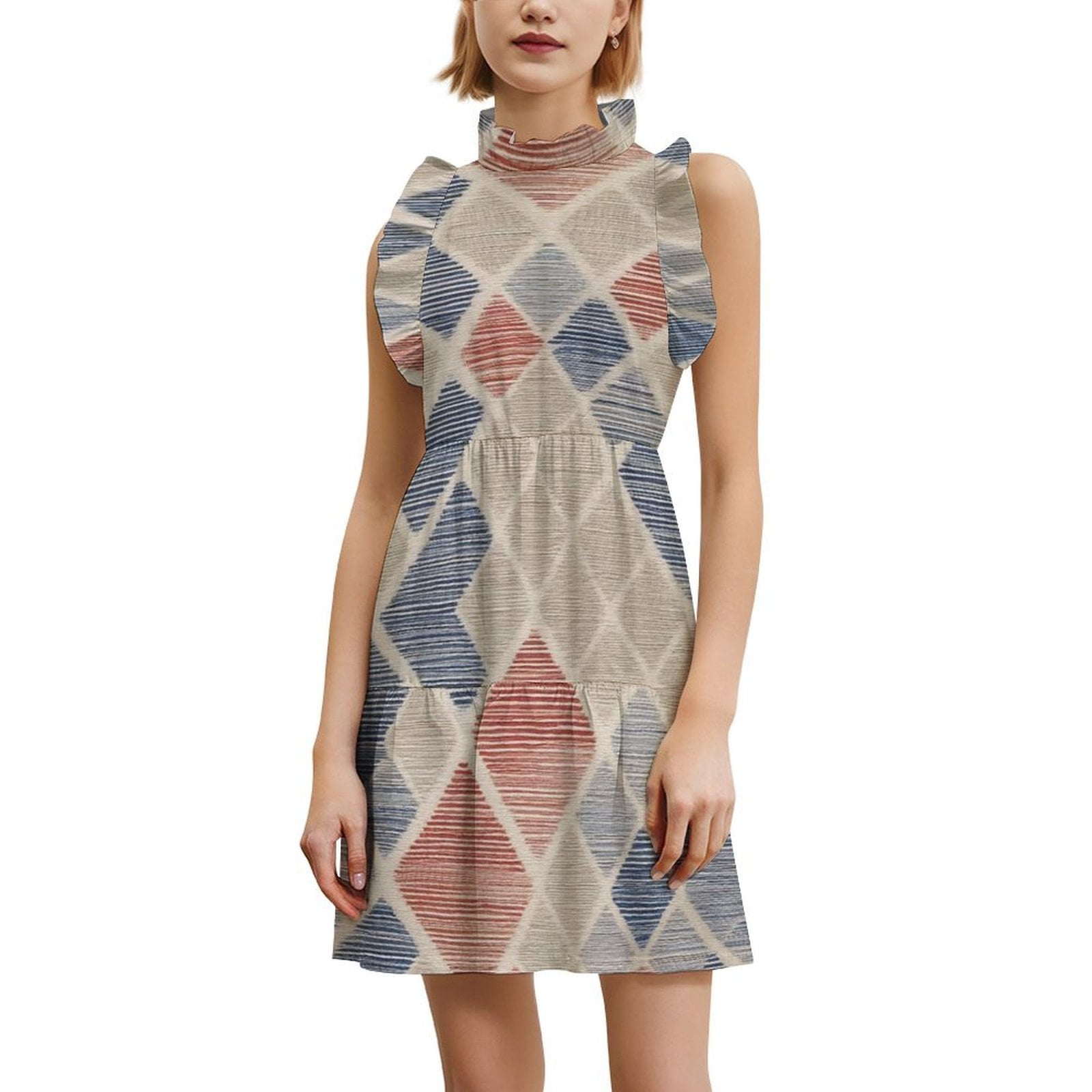 Abstract Geometric Rug Design Women's Fashion Casual Dress Summer Stand ...