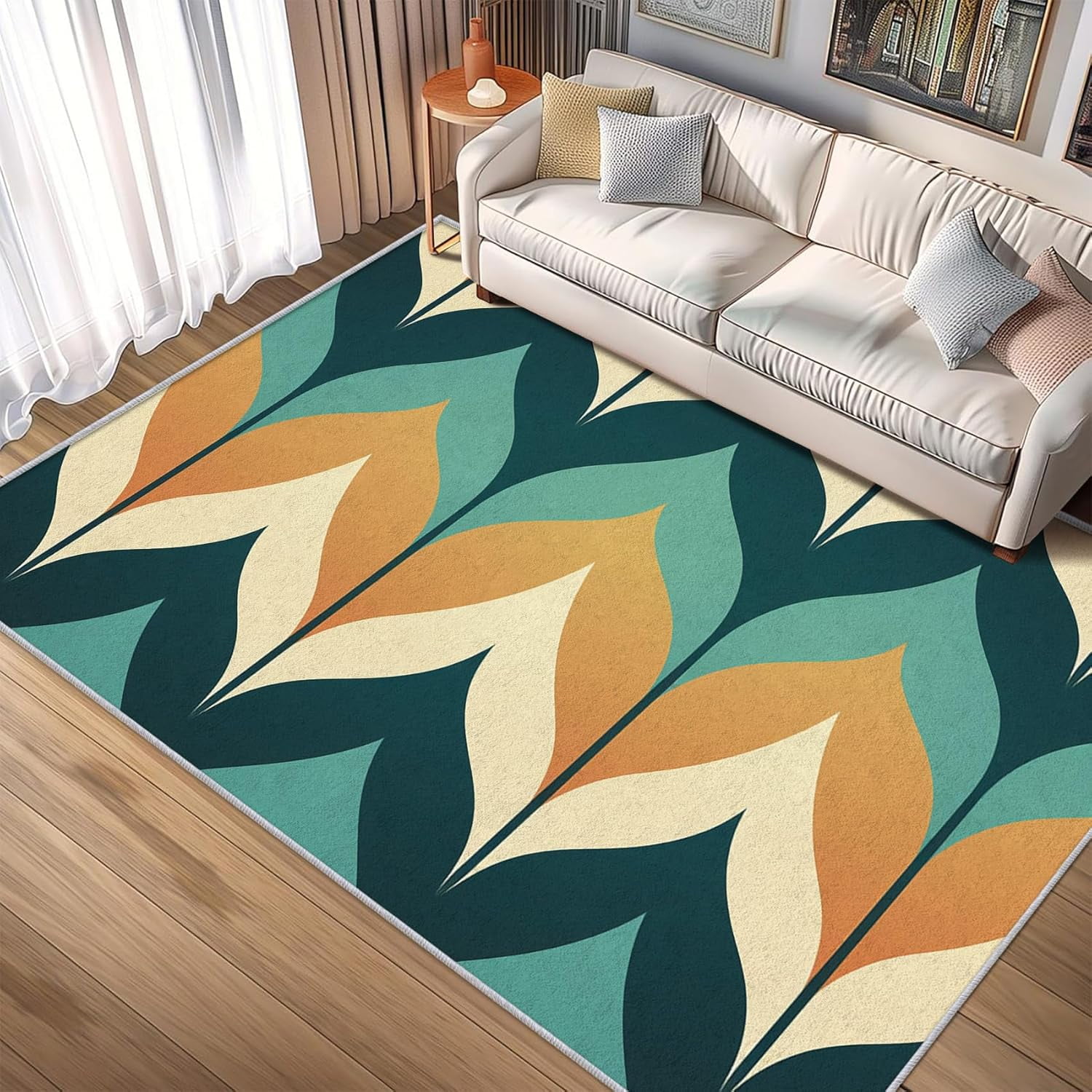 Abstract Geometric Rug, Washable Modern Contemporary Rugs For Living ...