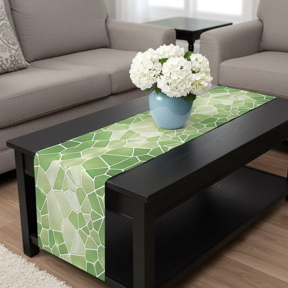 Abstract Geometric Sage Green Table Runner 72 Inches Long,Kitchen ...