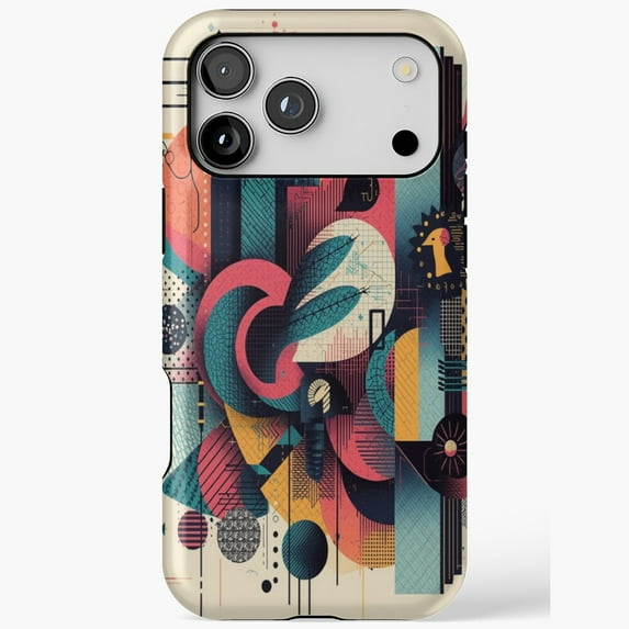 Abstract Geometric Shape Art Case for iPhone 11 12 13 14 15 16 17 Pro ...