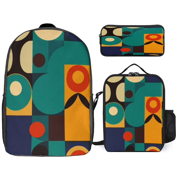 Abstract Geometric Shapes 3Set Bags for TeenCasual Women Backpack ...