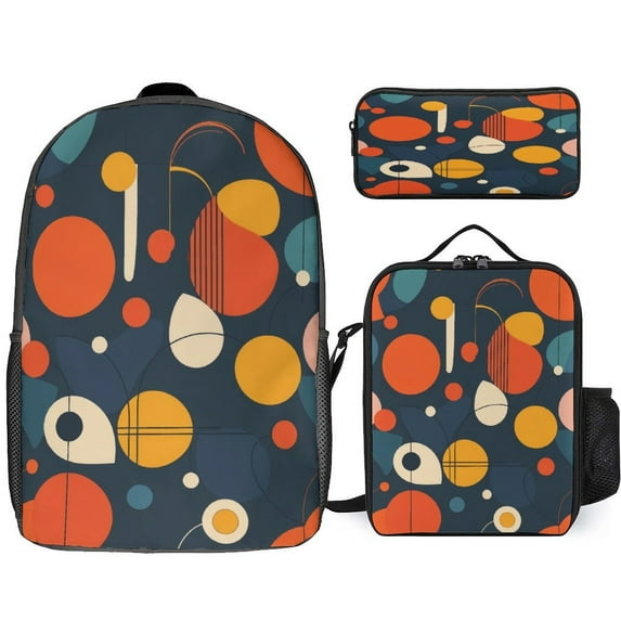 Abstract Geometric Shapes 3pcs/Set Bags Laptop Daypack Backpack Lunch ...