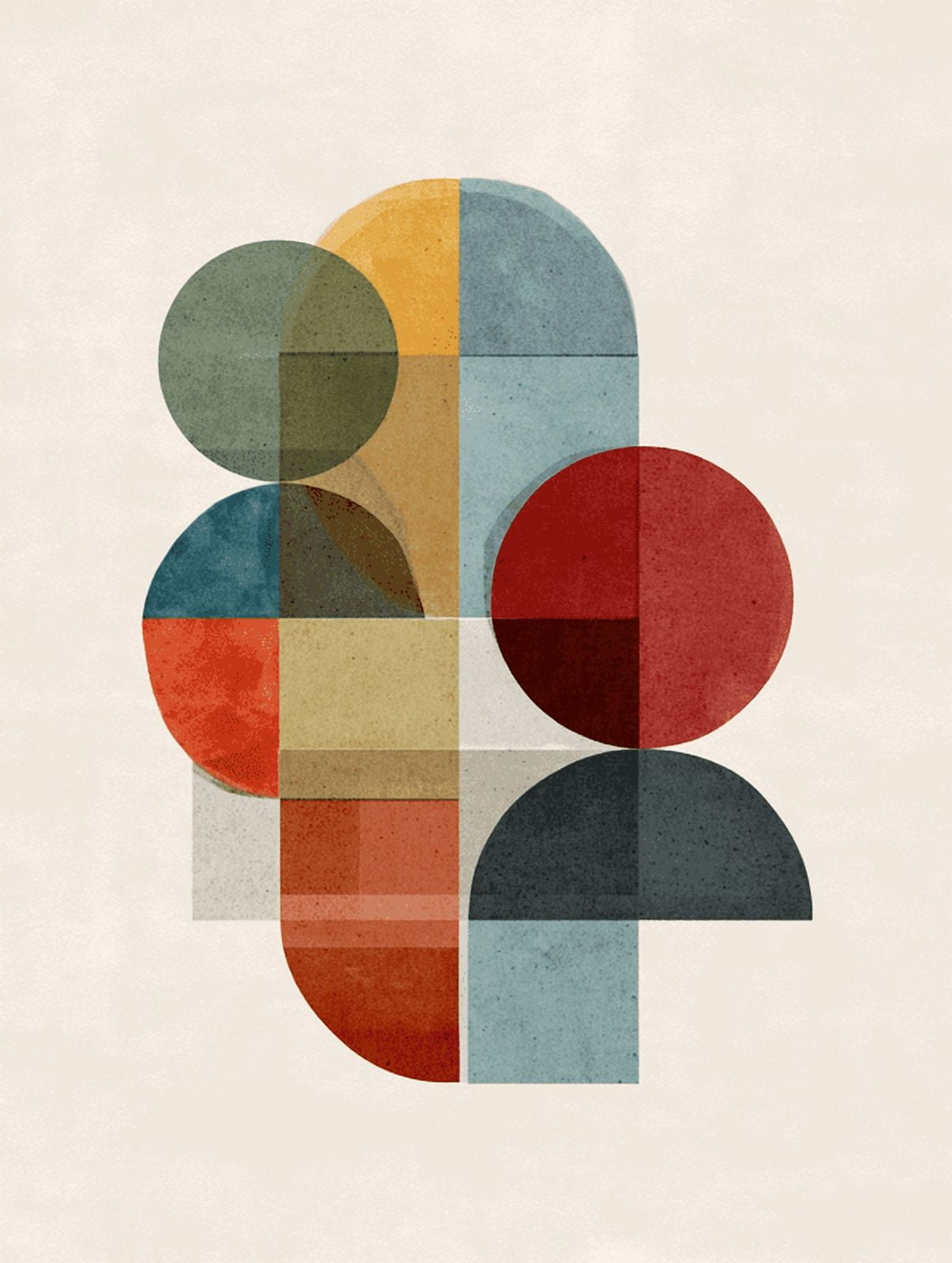 Abstract Geometric Shapes Canvas Print, Mid Century Modern ...