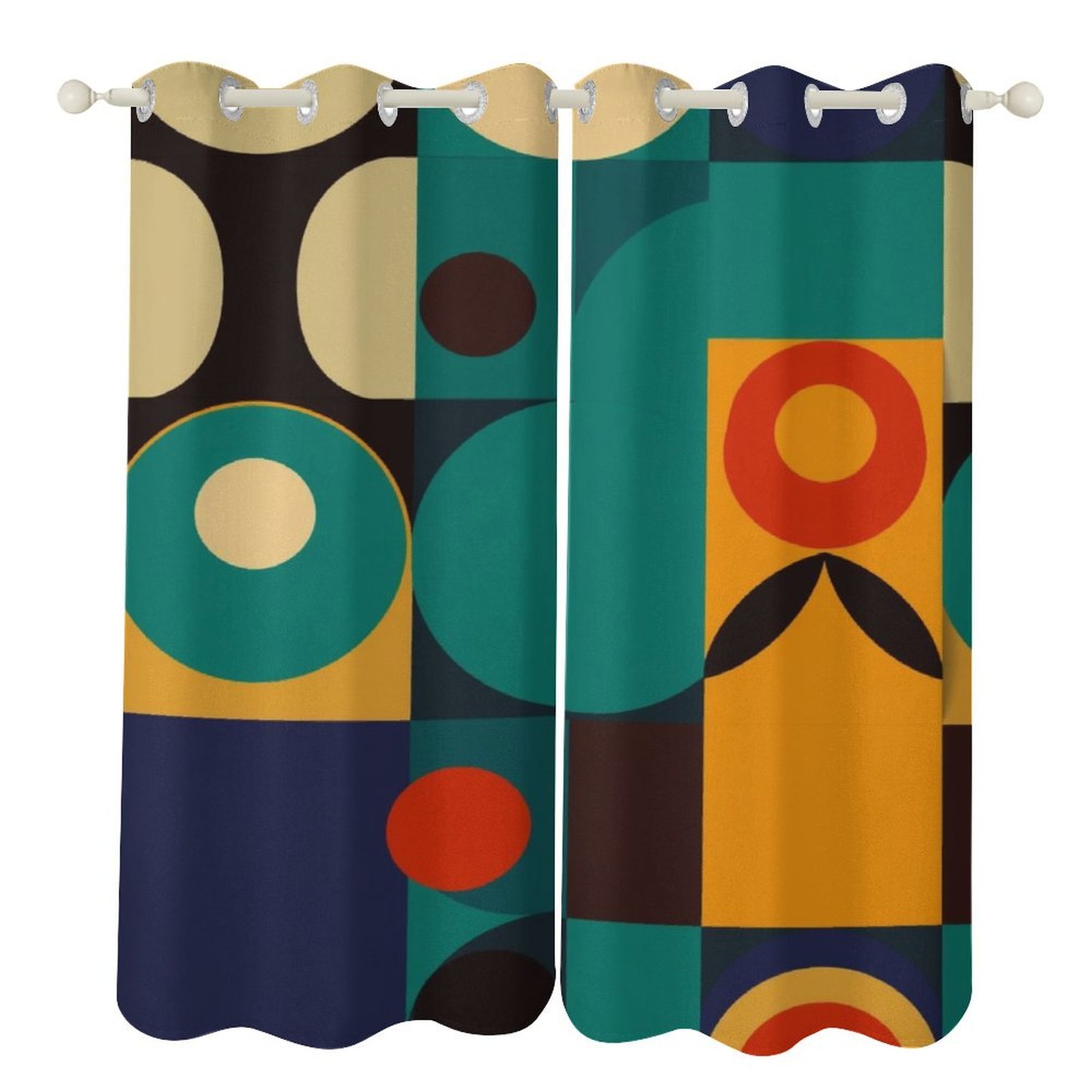 Abstract Geometric Shapes Curtains Outdoor Decor Curtain Panels With ...
