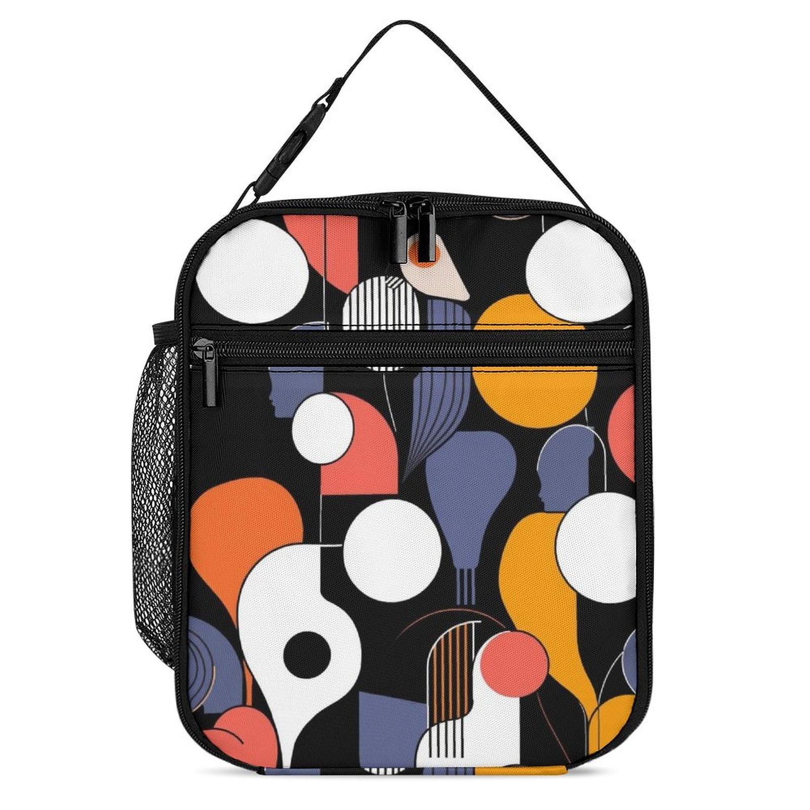 Abstract Geometric Shapes Lunch Bag Warm Insulated Lunch Box School ...