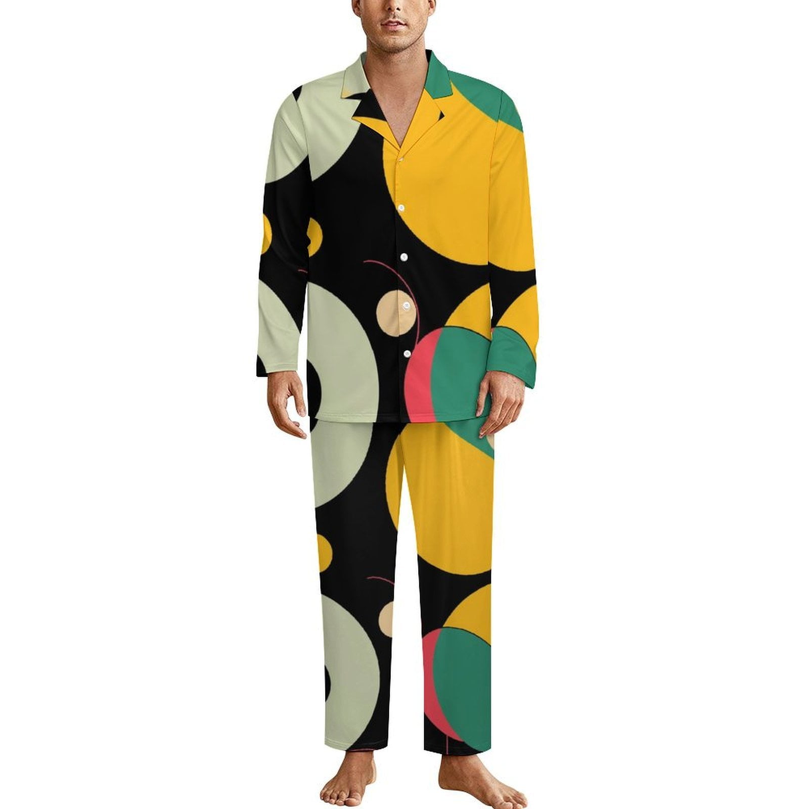 Abstract Geometric Shapes Sleepwear Autumn Casual Oversize Pajama Sets ...