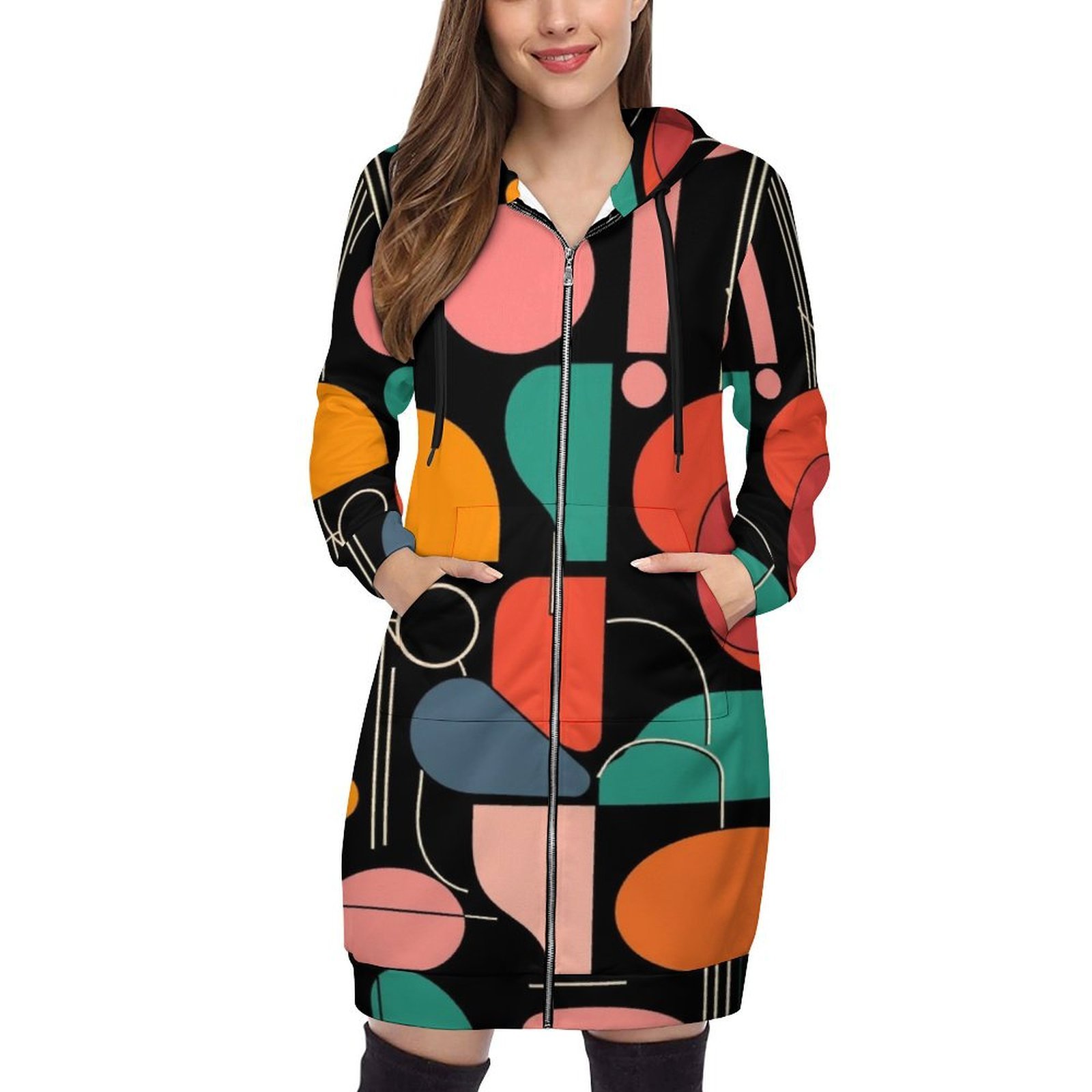 Abstract Geometric Shapes Women's Hoodies Casual Hooded Sweatshirt ...