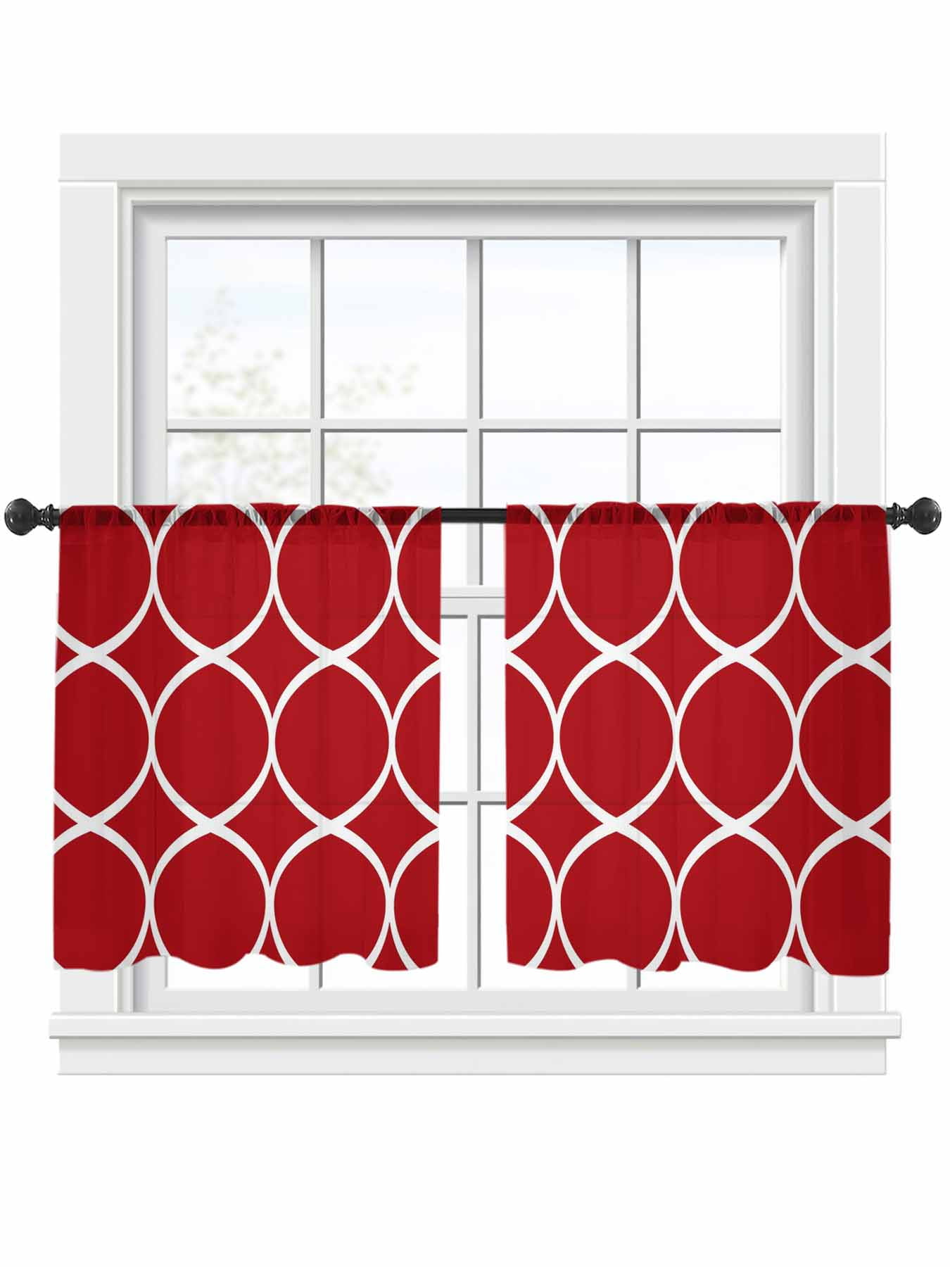 Abstract Geometric Sheer Curtains 54 Inch Long 2 Panels, White Twisted ...