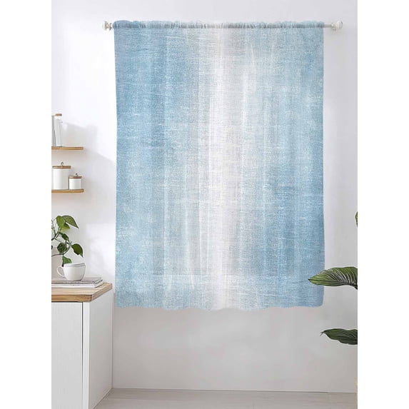 Abstract Geometric Sheer Curtains 72 Inch Long 1 Panel Ombre Sky Blue ...
