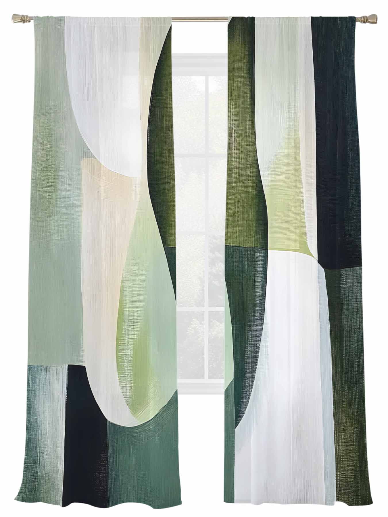 Abstract Geometric Sheer Curtains for Living Room Bedroom, Light ...