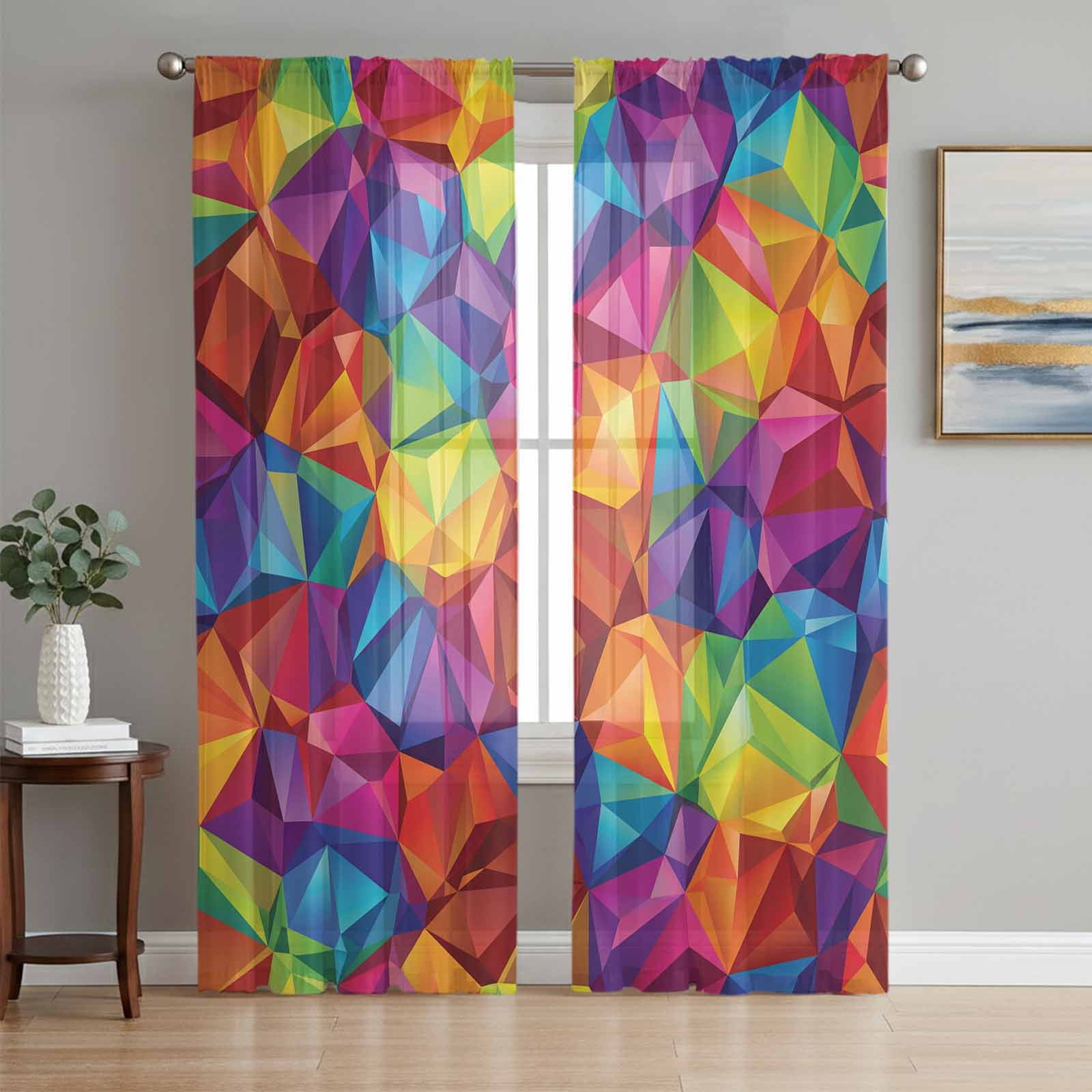 Abstract Geometric Sheer Curtains for Living Room Bedroom, Vintage ...