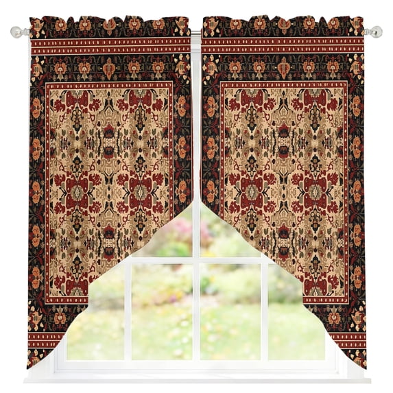 Abstract Geometric Sheer Curtains Swag Valances for Windows Dots and ...