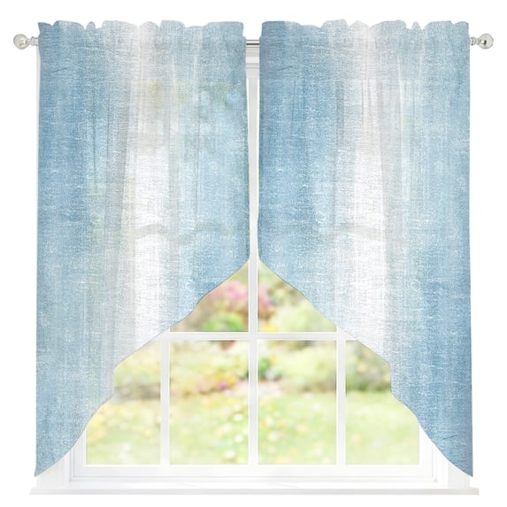 Abstract Geometric Sheer Curtains Swag Valances for Windows Ombre Sky ...