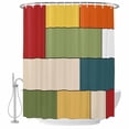 Abstract Geometric Shower Curtain for Bathroom, Colorful Color Block ...