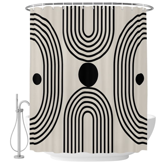 Abstract Geometric Shower Curtain for Bathroom, Minimalist Modern Black ...