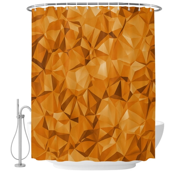 Abstract Geometric Shower Curtain for Bathroom, Orange Modern ...