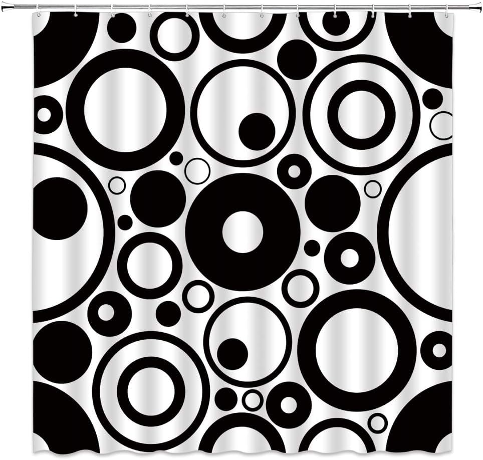 Abstract Geometric Shower Curtain Black White Polka Dot Modern Pattern