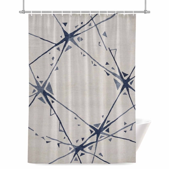 Abstract Geometric Shower Curtain, Navy Blue Splatter Lines Fragmented ...