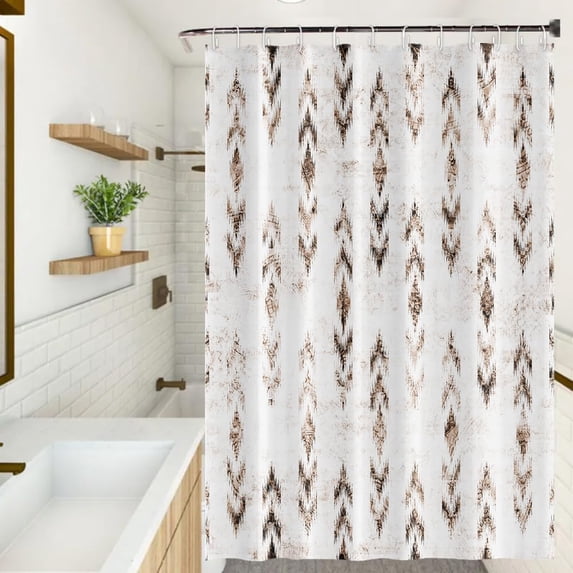 Abstract Geometric Shower Curtain Watercolor Black and Tan Stripes ...
