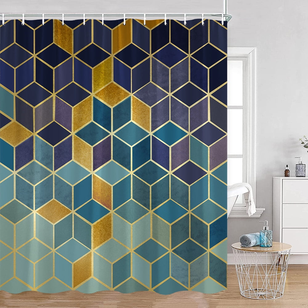 Abstract Geometric Shower Curtains Black White Art Square Pattern
