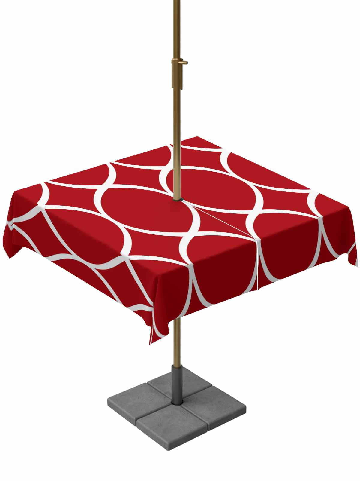 Abstract Geometric Square Outdoor Tablecloth with Umbrella Hole White ...