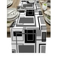 Abstract Geometric Squares Black Grey Table Runner Wedding Party Dining ...