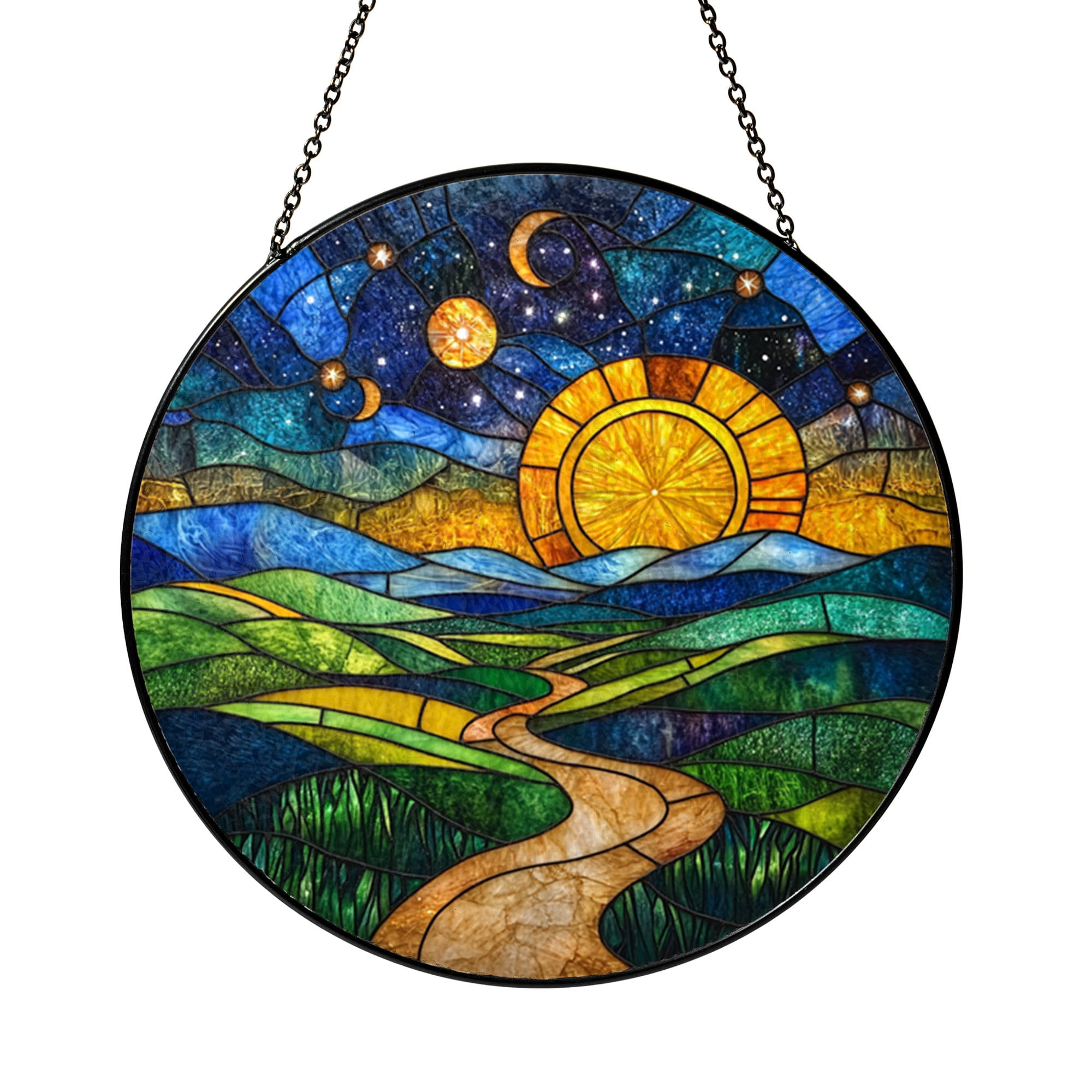 Abstract Geometric Stained Glass Suncatcher – Artistic Window Art Decor ...