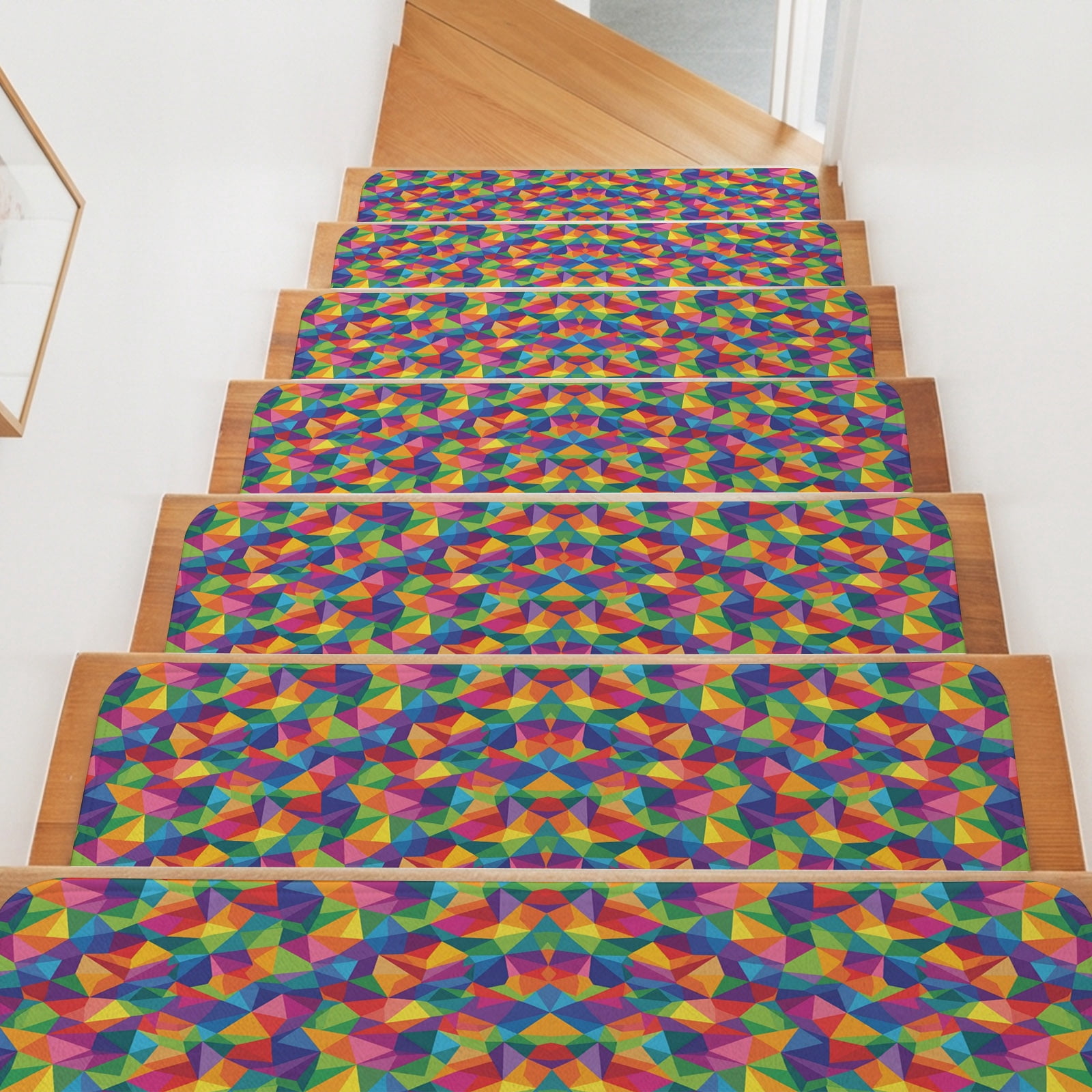 Abstract Geometric Stair Treads Non Slip for Steps Color Modern ...