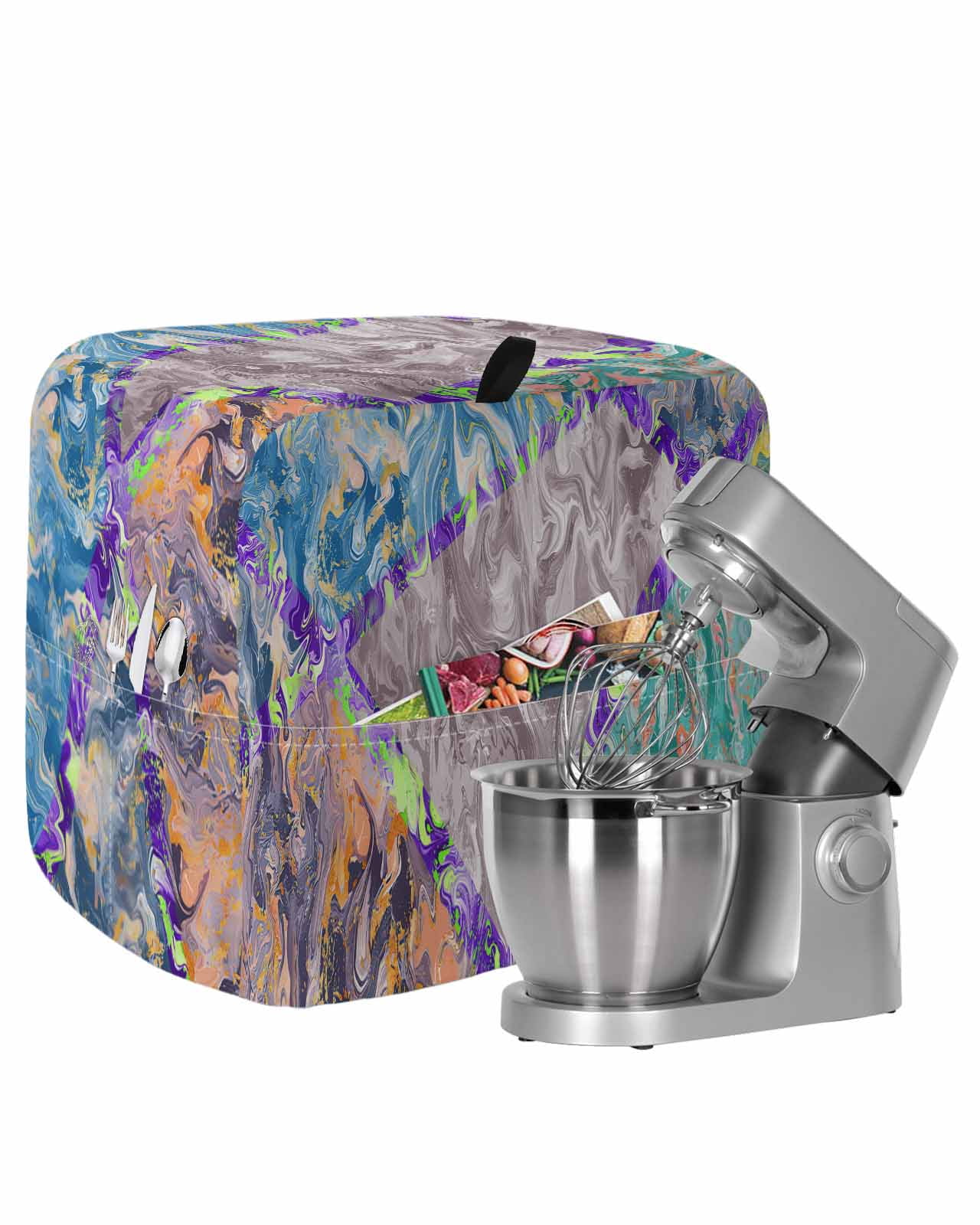Abstract Geometric Stand Mixer Dust Cover with Storage Pocket & Handles ...
