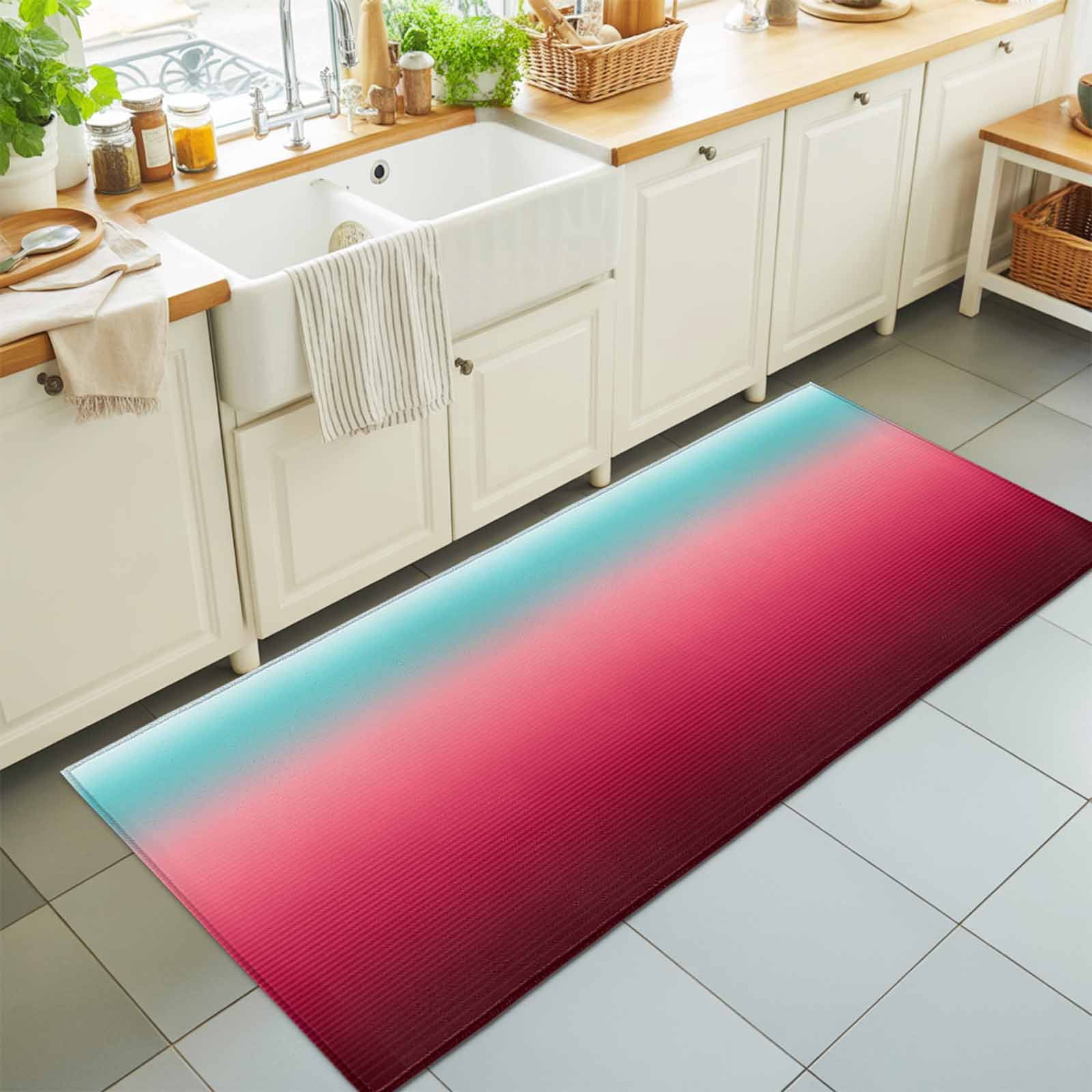 Abstract Geometric Stripe Ombre Rectangle Rug 2'x6' Fushcia Pink Teal ...